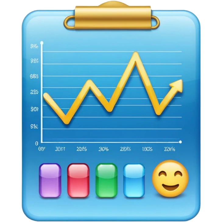 ios style emoji for report sheet consisting graph/ charts with sparkle ...
