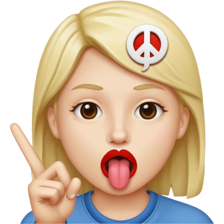 Peace sign in front of mouth with tongue sticking out emoji | AI Emoji ...