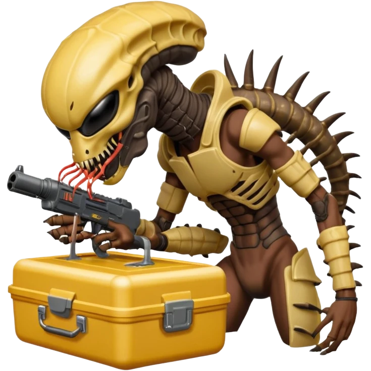 The Predator, as in the 1987 movie, with full armor, laser gun and mask ...