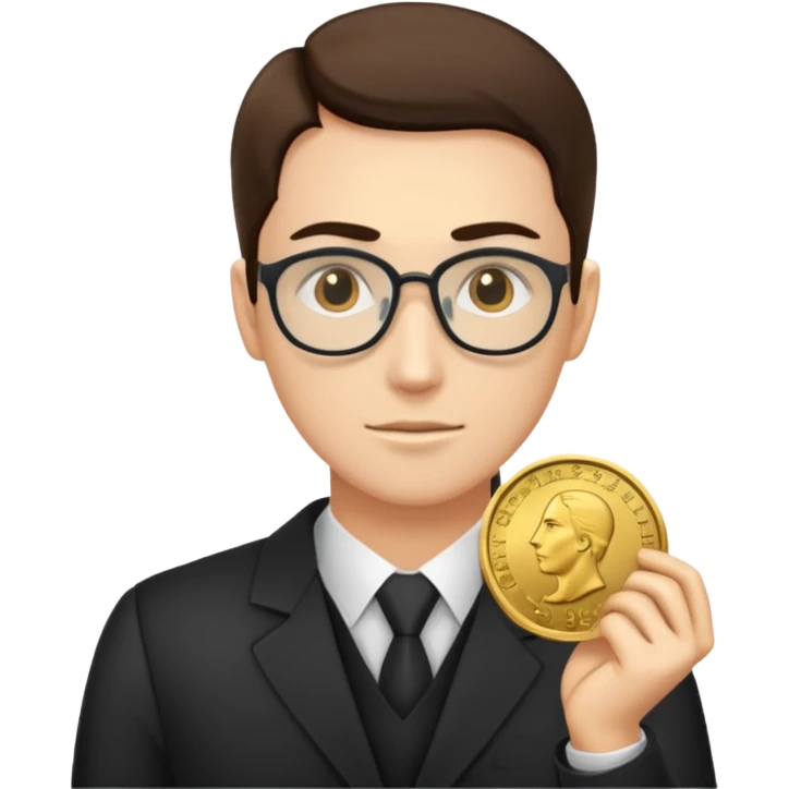 avers gold coin in front side with data scientist close-up and detailed ...