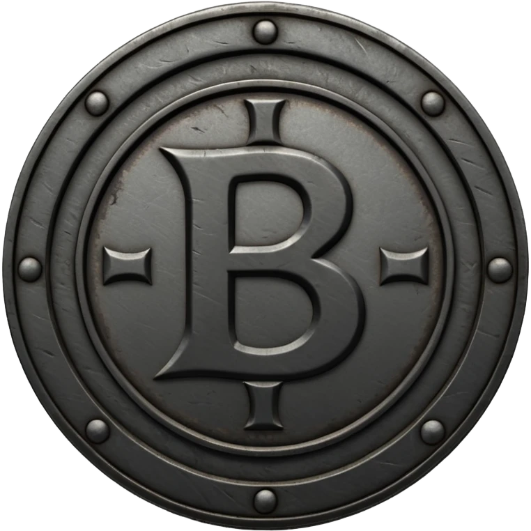 Minimal emoji, gothic metal coin made of black steel, engraved number 2 ...