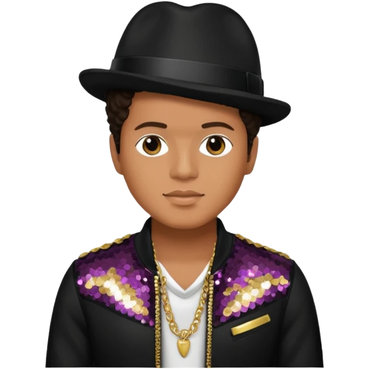 Bruno Mars with dark brown hair, black sequin outfit emoji | AI Emoji ...