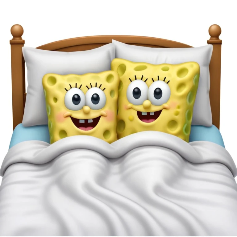 Spongebob and Patrick the Starfish under sheets in a bed. 3D cinematic ...