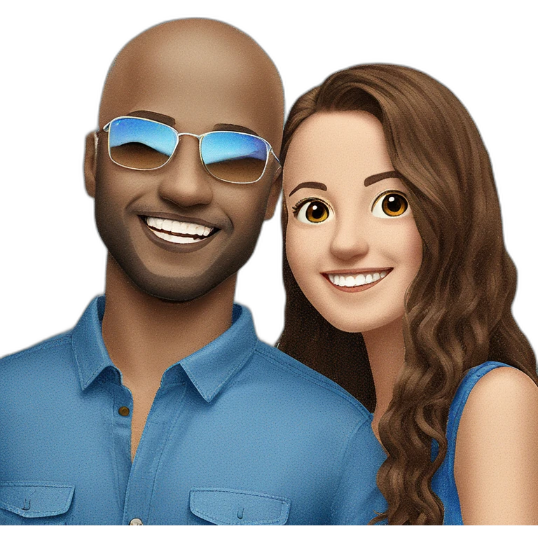 happy friends in blue shirts emoji | AI Emoji Generator