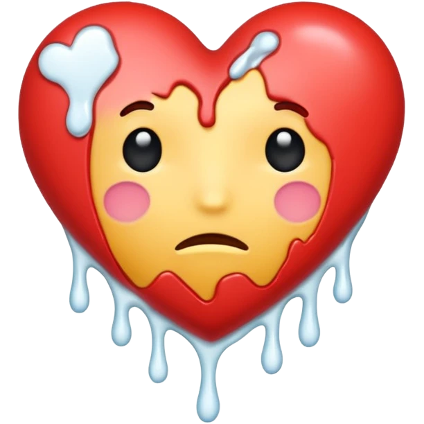 The heat broken emoji in white with sticky white liquid Ozzing out of ...