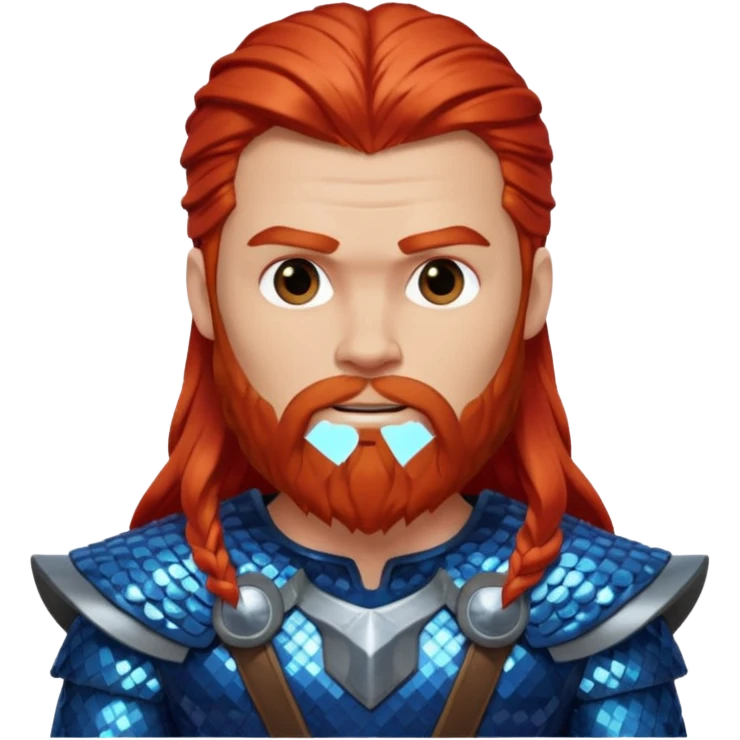 Thor, God of Thunder with long red hair and beard, blue sequin outfit ...