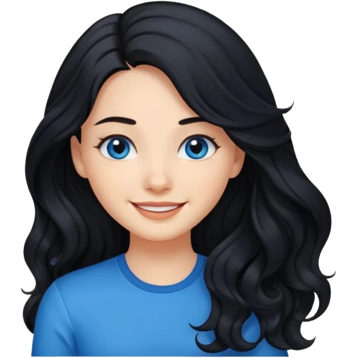 Please generate a portrait of a pretty girl with long, wavy, black hair ...