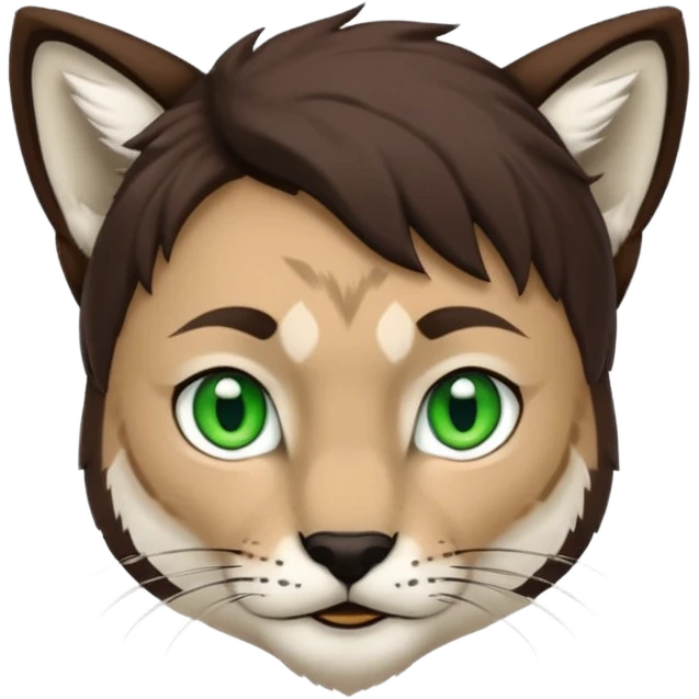 White boy with dark brown hair and white lynx ears emoji | AI Emoji ...