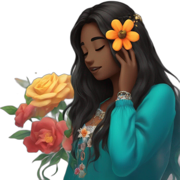 smiling girl with flower crown emoji | AI Emoji Generator