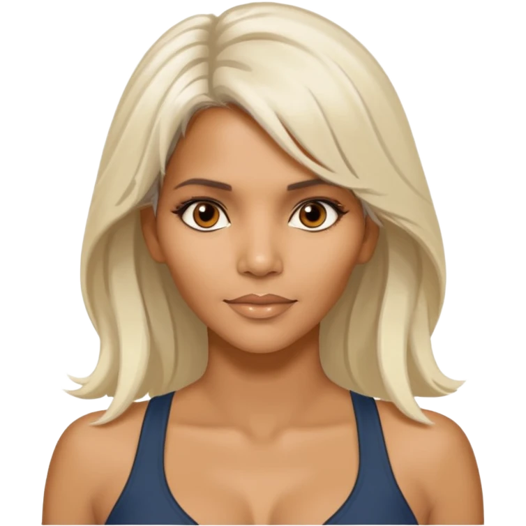 Halle Berry with long platinum blonde hair emoji | AI Emoji Generator