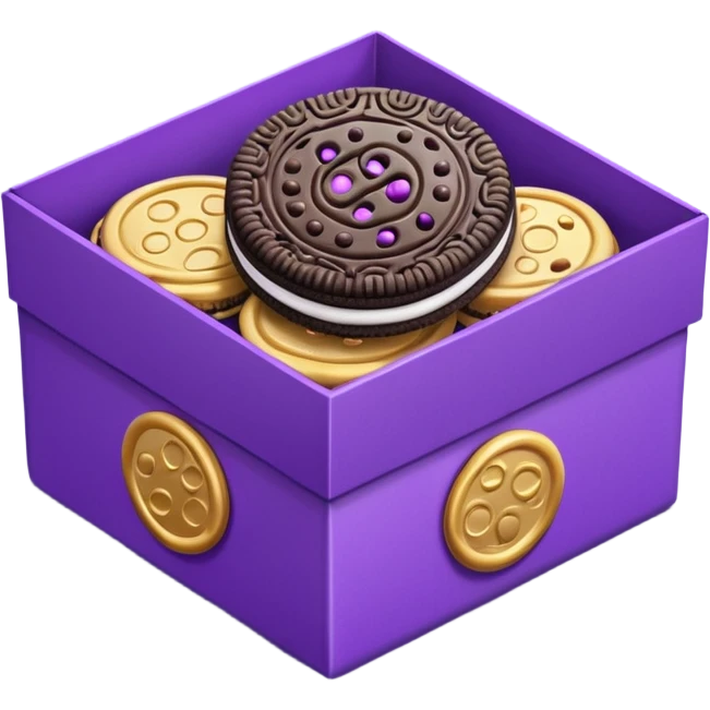 cookie chocolate oreo in purple box with gold circles emoji | AI Emoji ...