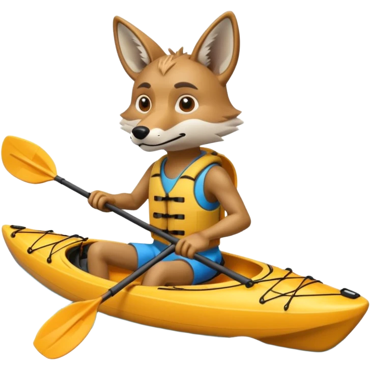 Humanoid coyote on a kayak emoji | AI Emoji Generator