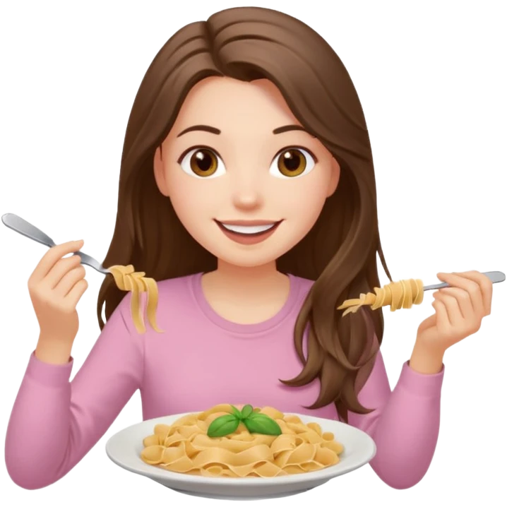 smiling white long brunette hair girl with hazel eyes in light pink ...