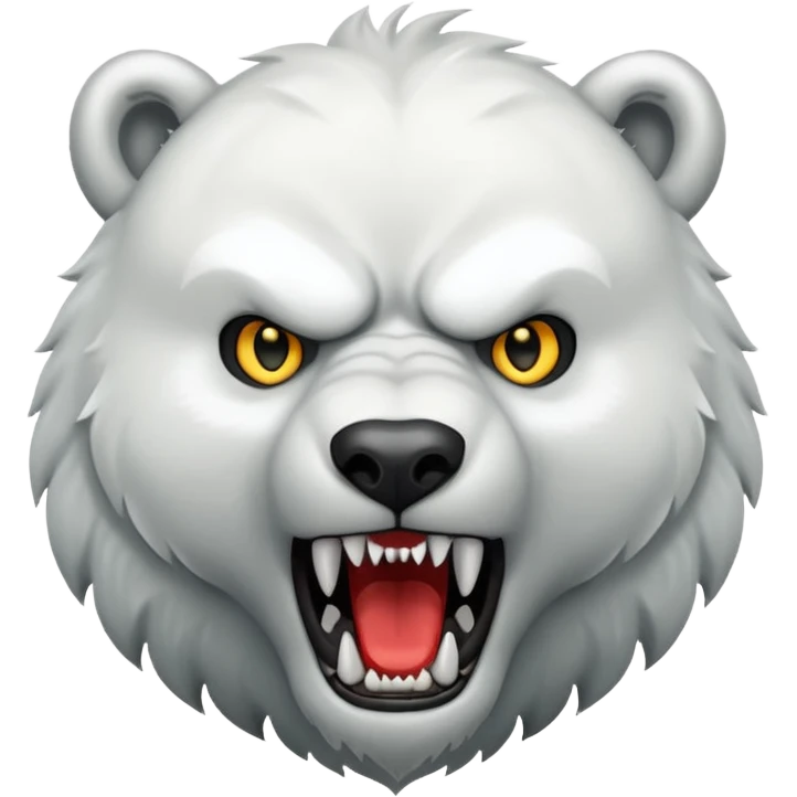 Polar bear and wolf hybrid with sabertooth fangs emoji | AI Emoji Generator