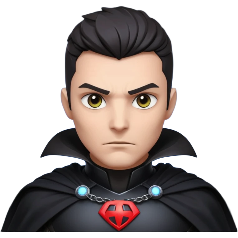 dark sci-fi villain portrait, head and shoulders only, black armor ...