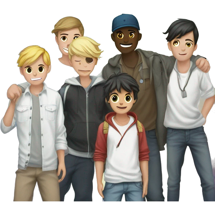 boys group smiling holding v. emoji | AI Emoji Generator