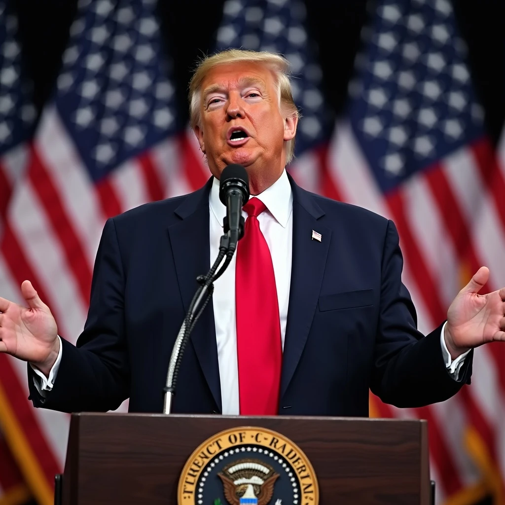 Donald Trump speaking at a rally emoji | AI Emoji Generator