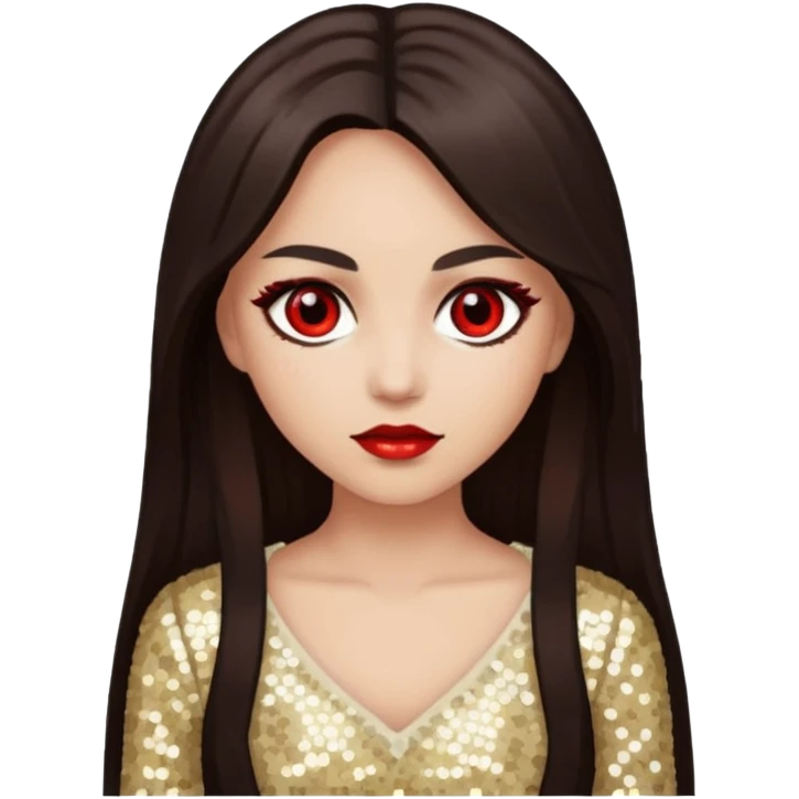 Bloody Mary with light skin, long dark brown hair, red eye, ivory ...