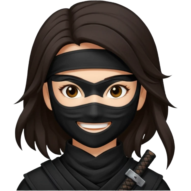i need girl ninja smile with long dark brown hair emoji | AI Emoji ...