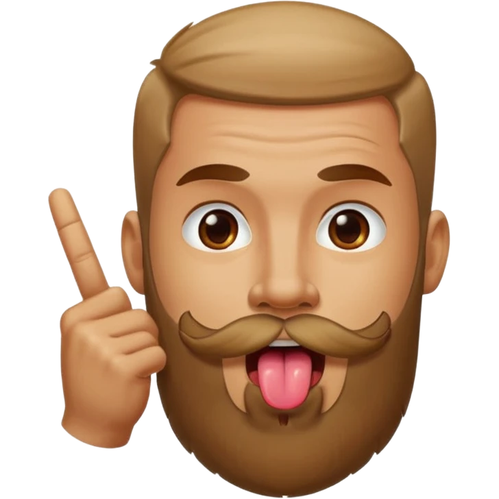 Man with beard sticking tongue out with peace sign under tongue emoji ...