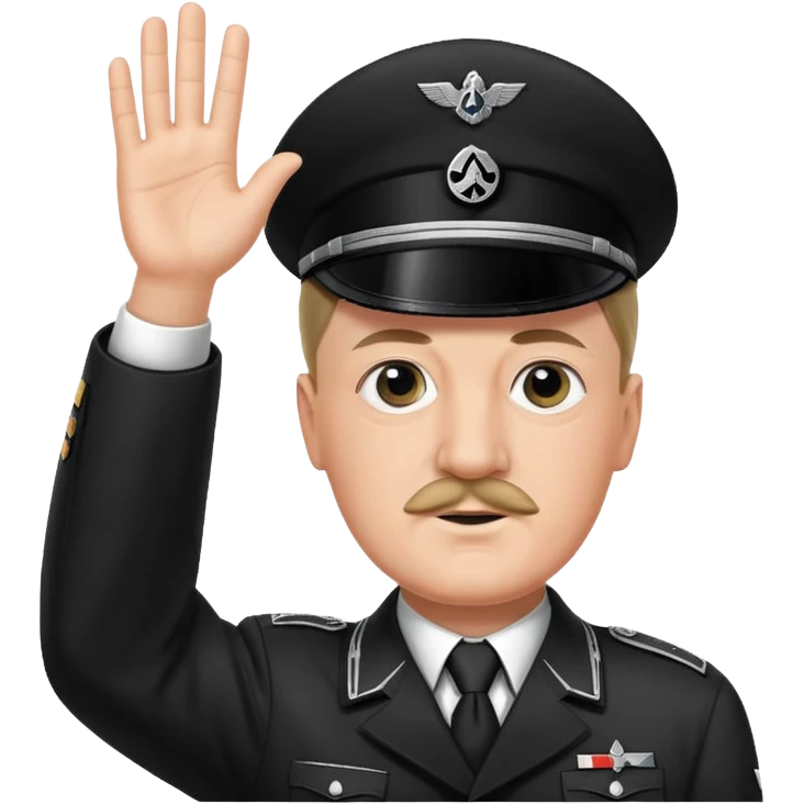 Hitler raising one hand straight up like a salute in Black SS uniform ...