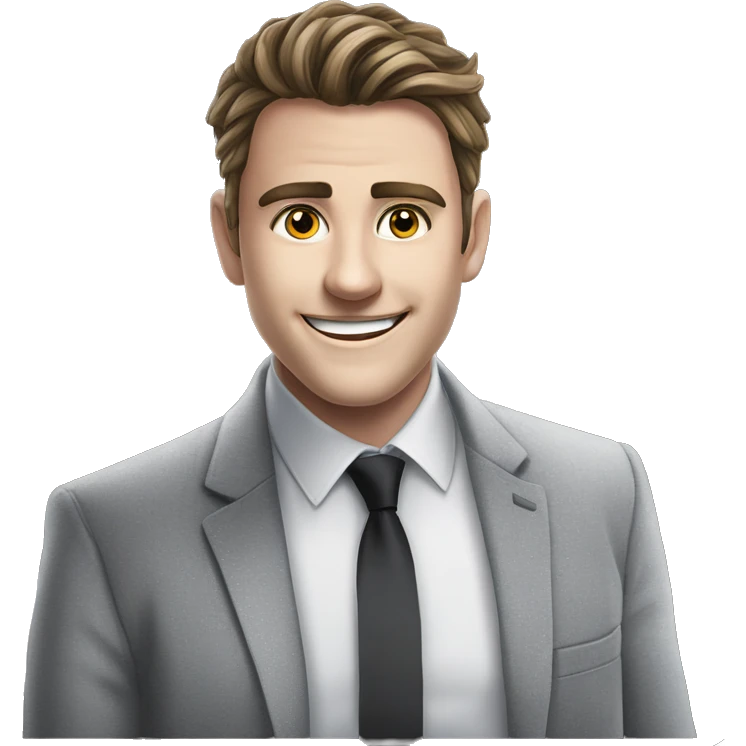 stylish boy in grey suit emoji | AI Emoji Generator