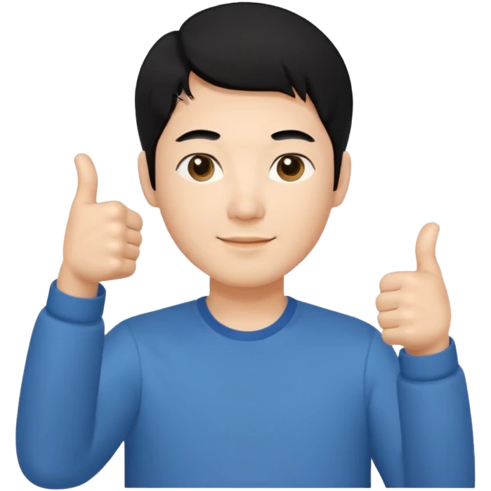 3D avatar of a Korean male frontend developer, clean 5:5 middle part ...