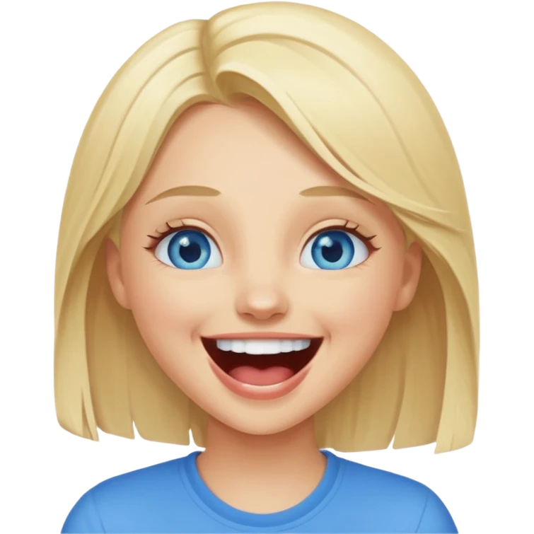 blue eyes blonde girl LAUGHING LOUDLY GIF emoji | AI Emoji Generator