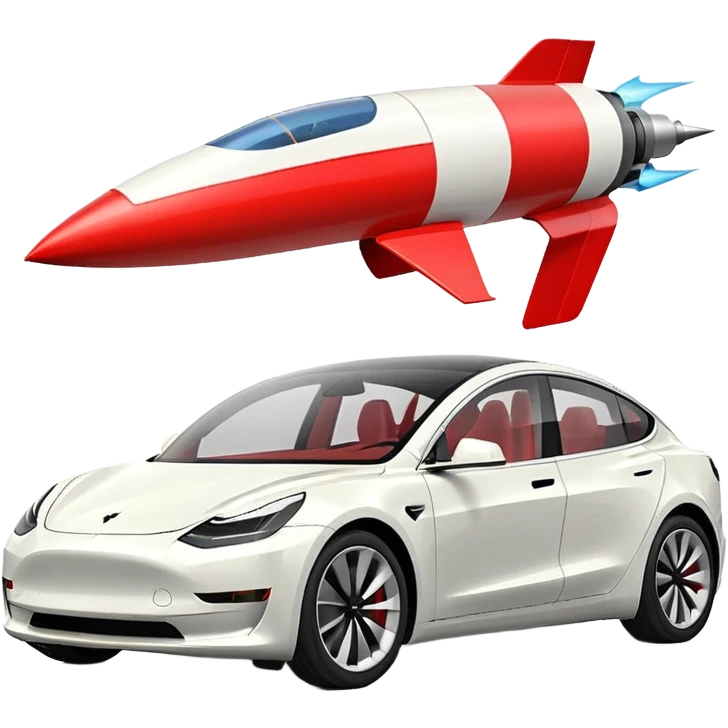 Tesla model 3 white with small rocket mounted flat on roof for extra ...