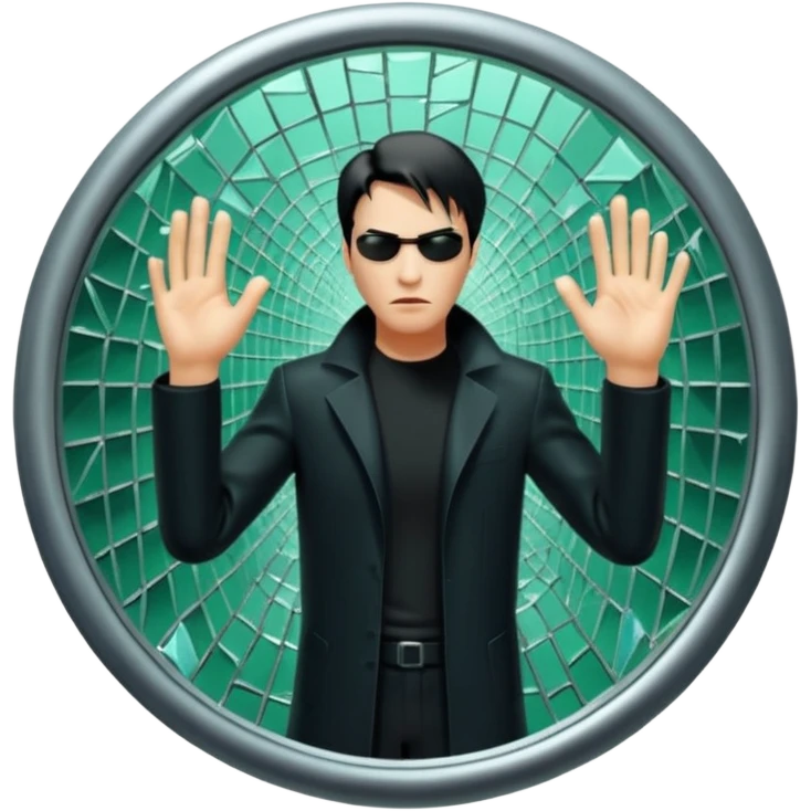 Matrix scene when neo touched the mirror emoji | AI Emoji Generator