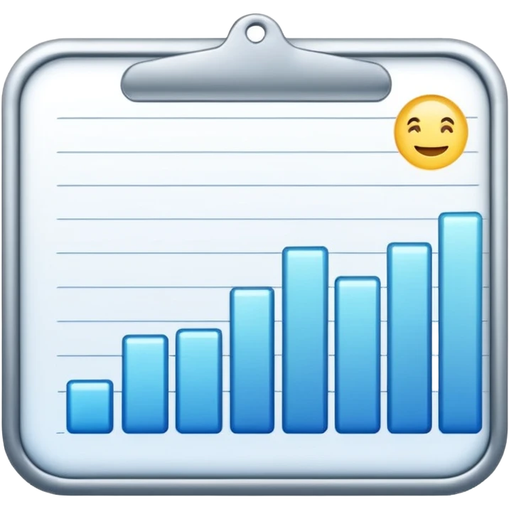 ios style emoji for report sheet consisting graph/ charts with sparkle ...