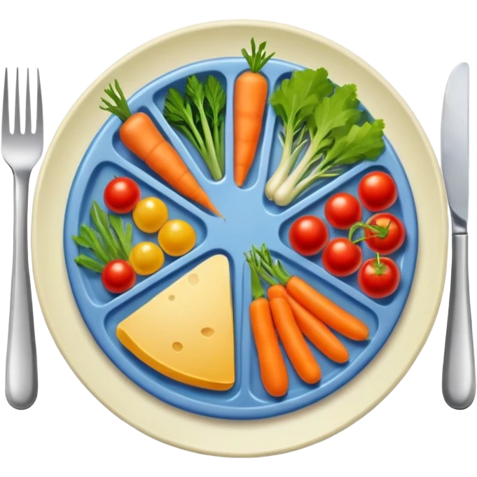 prato de comida dividido com legumes emoji | AI Emoji Generator