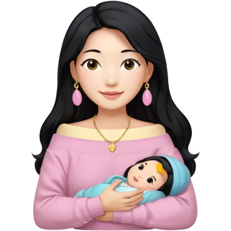 South Korean girl in her mid-thirties with long black hair and a middle ...