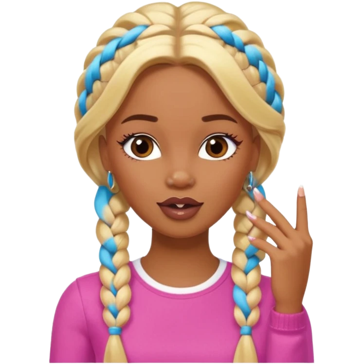 brown skin blonde barbie with two braids in front biting fingernail ...