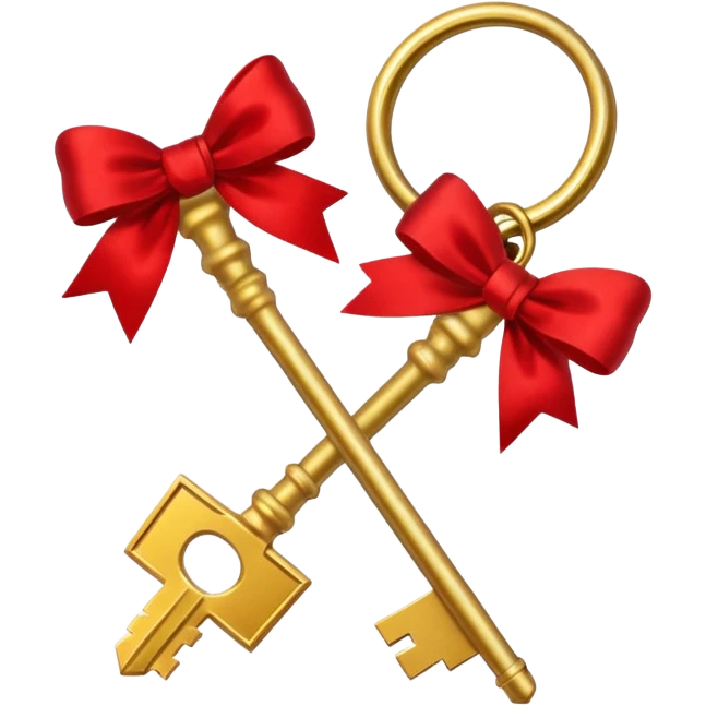 gold two keys tied with a red bow emoji | AI Emoji Generator