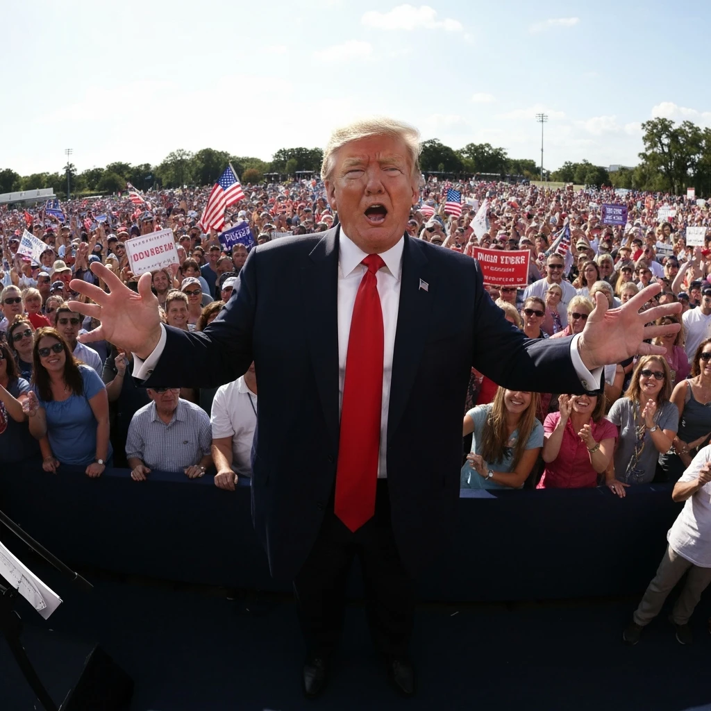 Donald Trump speaking at a rally emoji | AI Emoji Generator