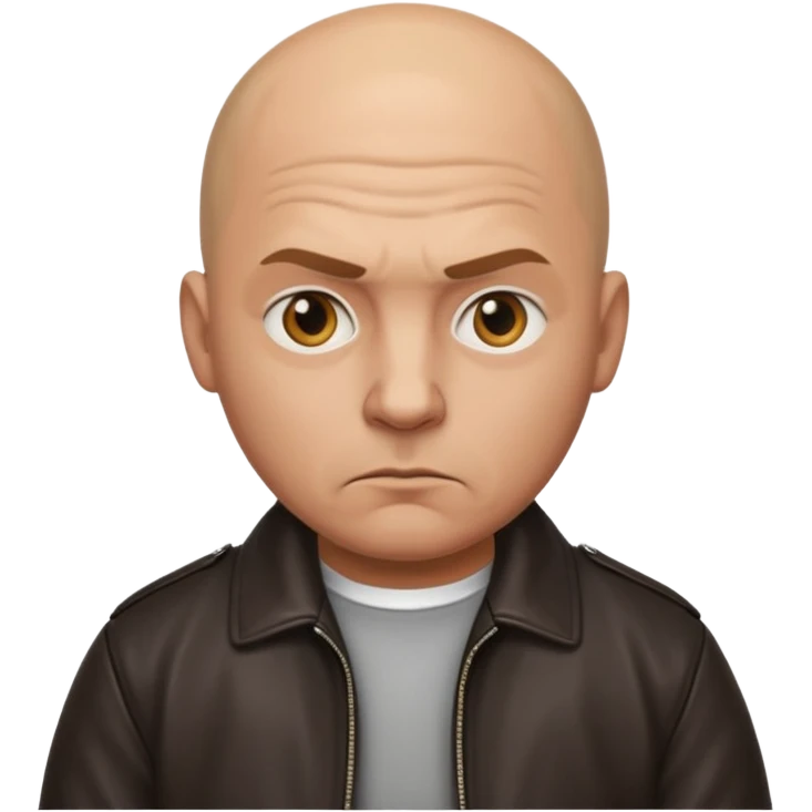 Bald Russian 1990s gangster emoji, leather jacket, , serious face with ...