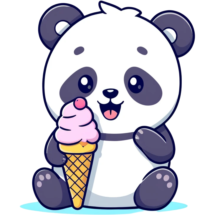 Panda eating ice cream image | AI Emoji Generator