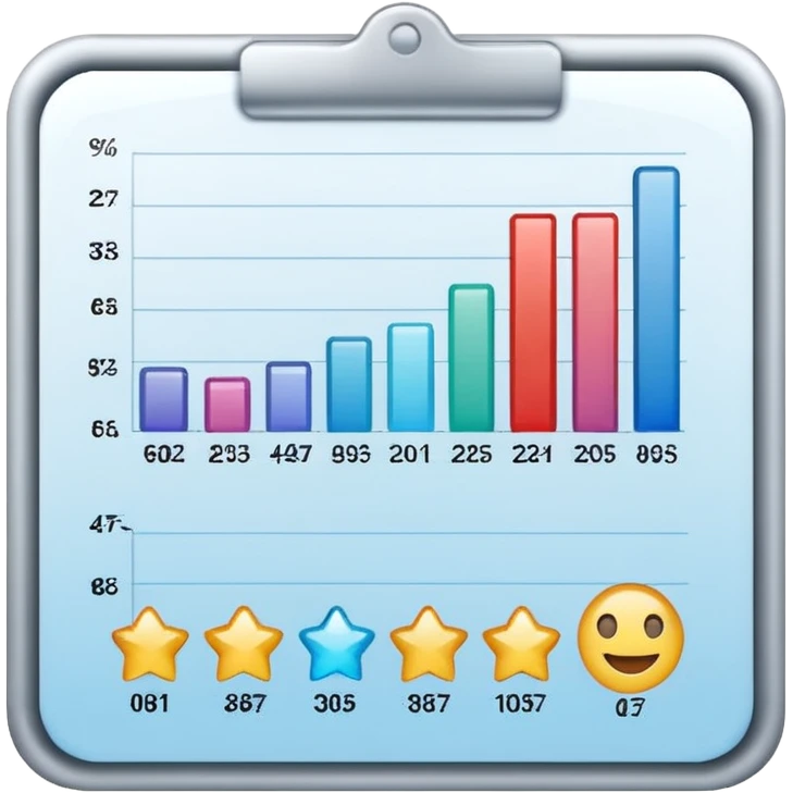 ios style emoji for report sheet consisting graph/ charts with sparkle ...