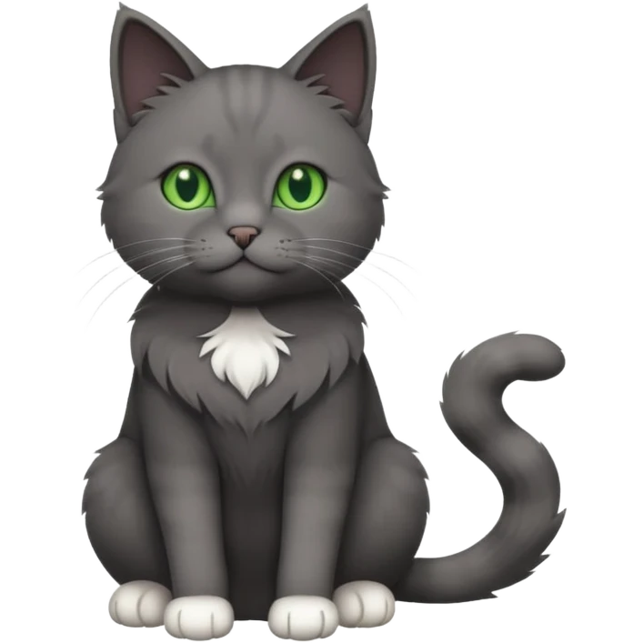 full body solid dark grey cat with green eyes, white paws and white ...