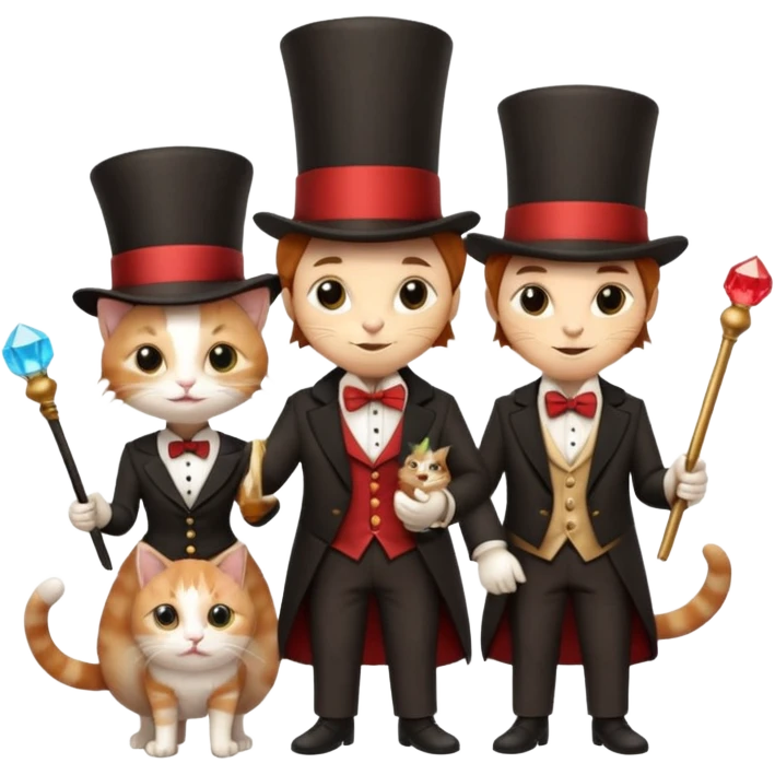 magician couple and their pet cat emoji | AI Emoji Generator