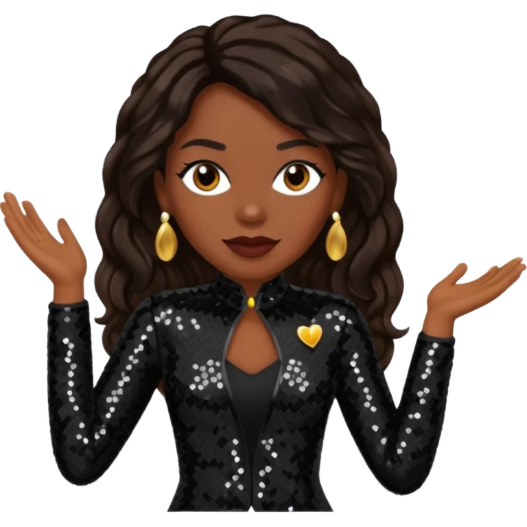 Maxine Jones from En Vogue with long dark brown hair, black sequin ...