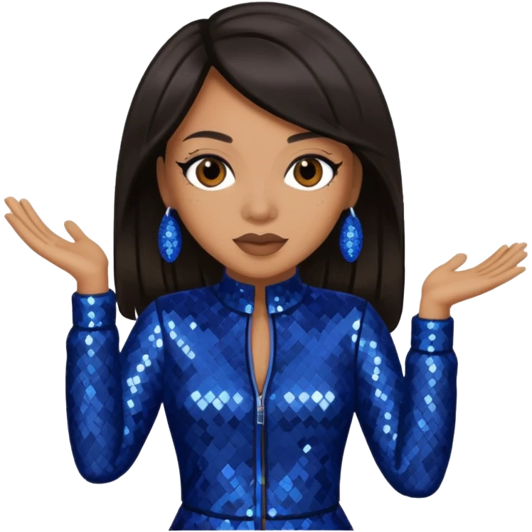 Monica, R&B Singer with dark brown hair, dark blue sequin outfit emoji ...