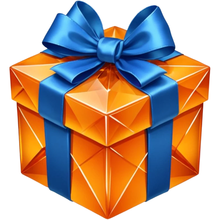 orange crystal gift box with blue ribbon emoji | AI Emoji Generator