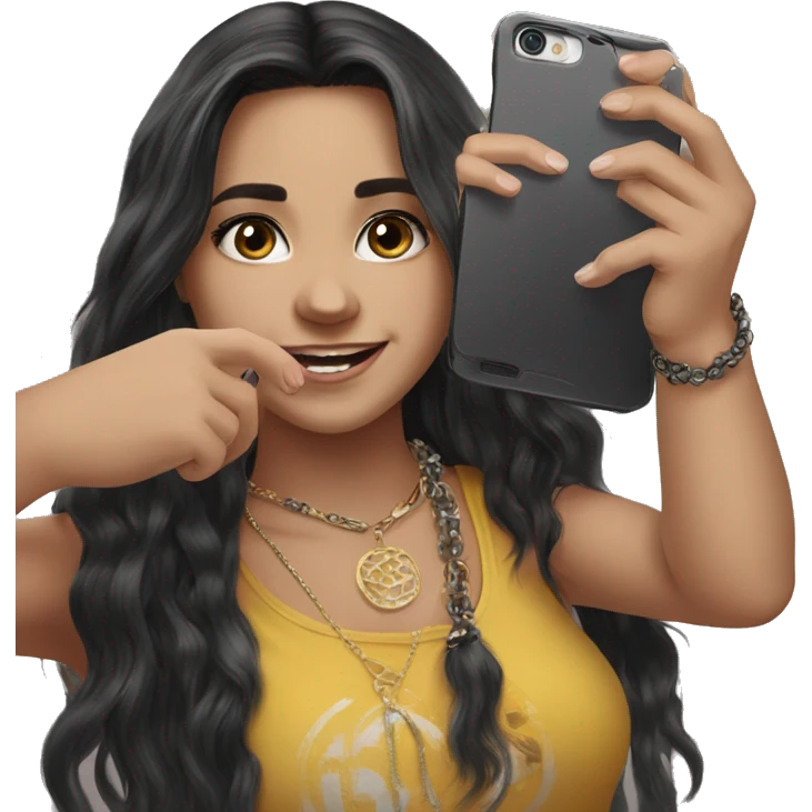 girl holding phone taking selfie emoji | AI Emoji Generator
