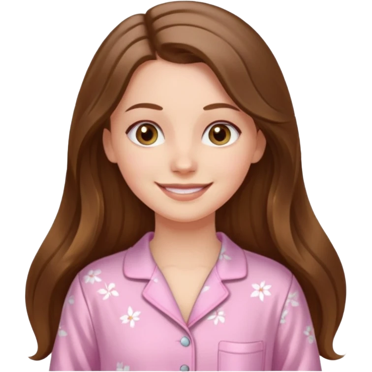 smiling white long brunette hair girl with hazel eyes and in light pink ...