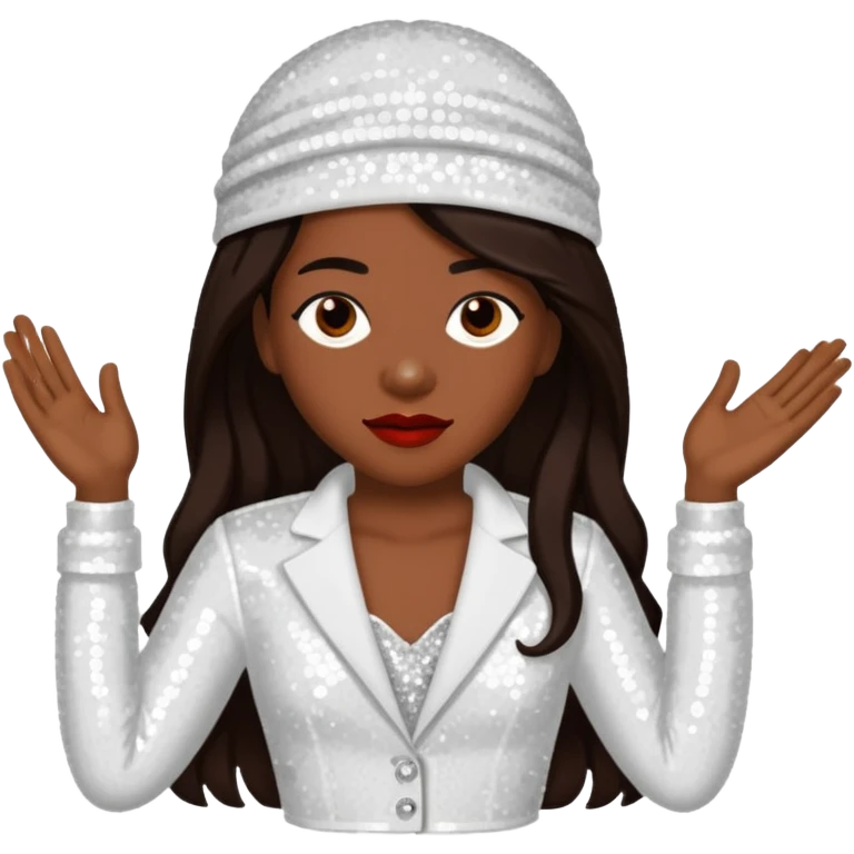 Chilli from TLC with dark skin, long dark brown hair, white sequin ...