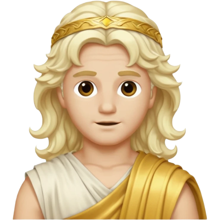 Apollo from The Olympians with long platinum blonde wavy hair, gold ...