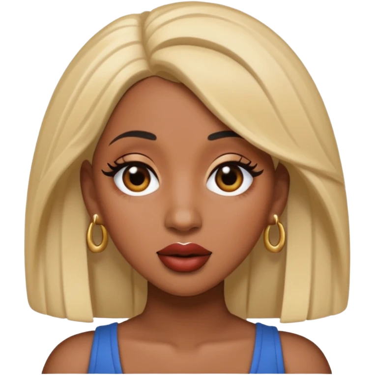 Create an iOS-style emoji of cardi b. Neutral facial expression, no ...