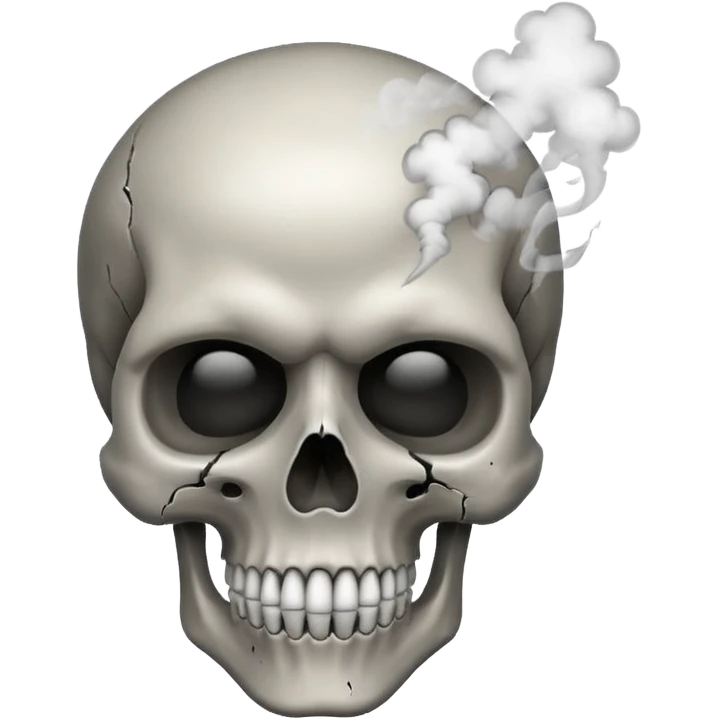 Make a skull emoji whose head is blasted off and smoke is coming from ...